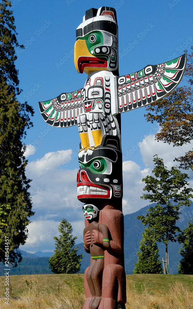 Native American totem pole in Vancouver, Canada. Stock Photo | Adobe Stock