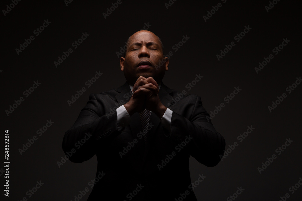 African American Christian Man Praying and Seeking Guidance from God ...
