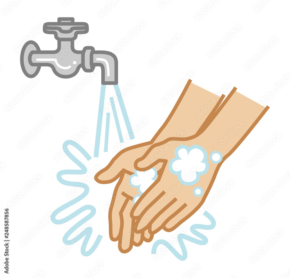 Hand washing concept art - Simple Cartoon style Stock Vector | Adobe Stock