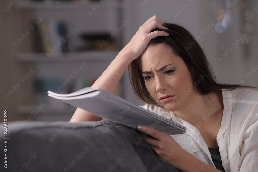 Worried student trying to understand difficult lesson Stock Photo ...