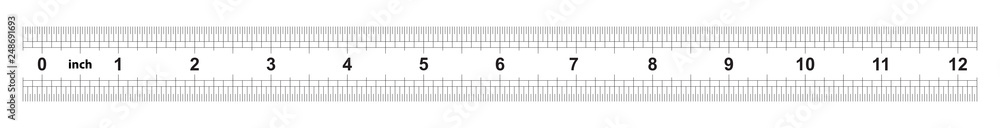 Double sided 12 inch ruler. The price of division - 32 divisions by ...