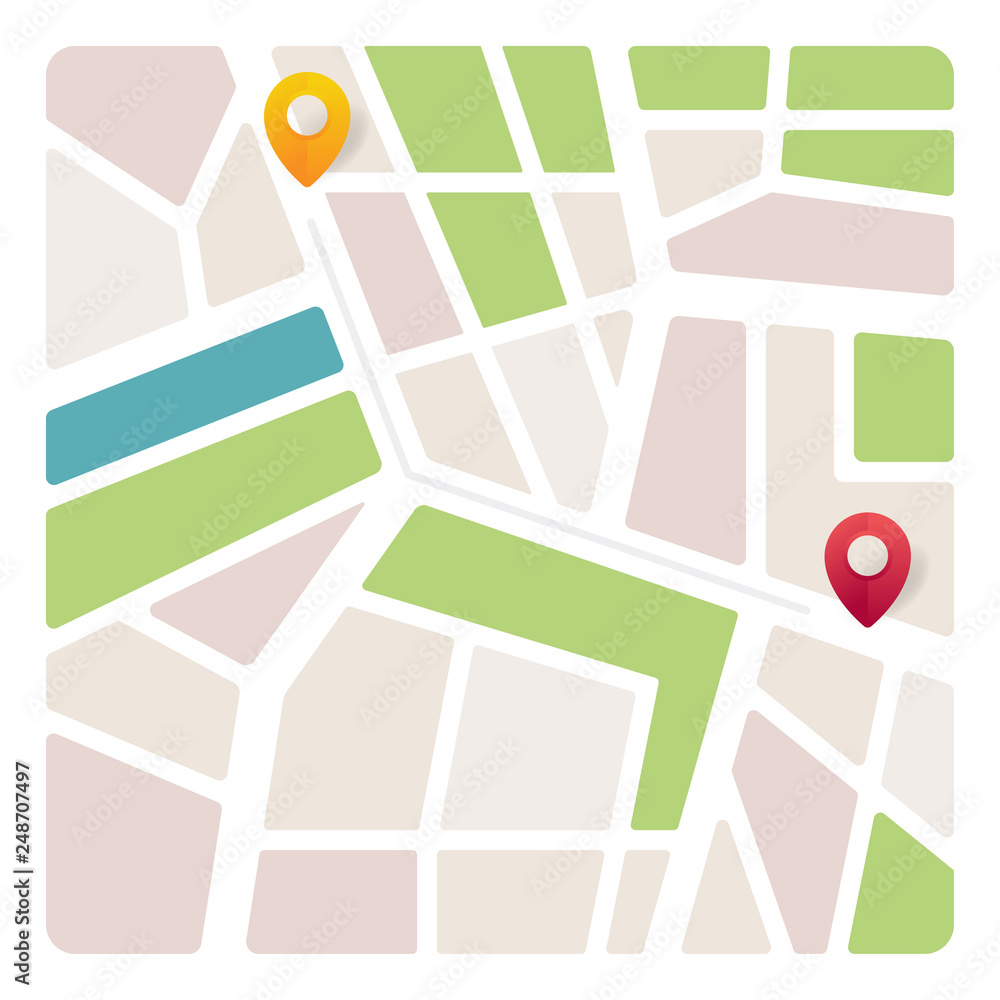 Navigation map with pin pointer. Vector illustration of location ...