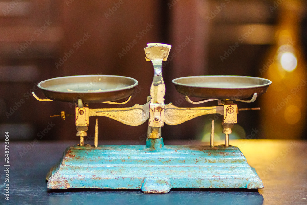 Old Golden weighing scale balance, Ancient old scale, Vintage old brass ...