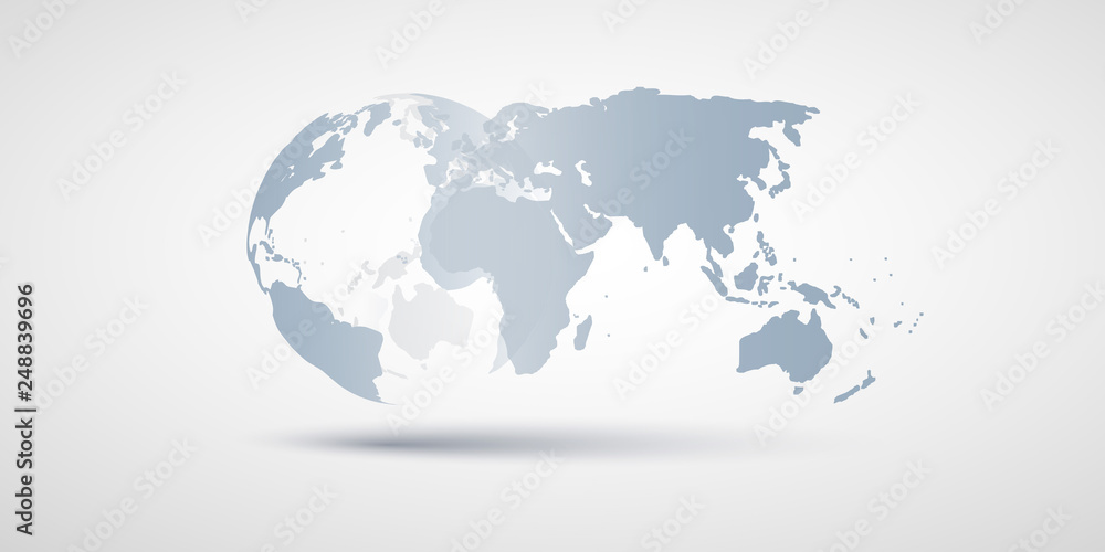 Earth Globe and World Map Design Layout- Global Business, Technology ...