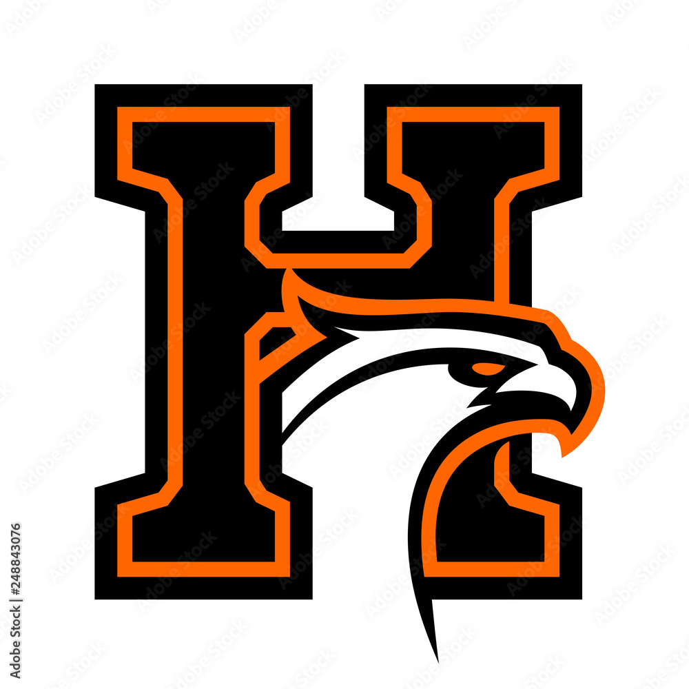 Letter H with eagle head. Great for sports logotypes and team mascots ...