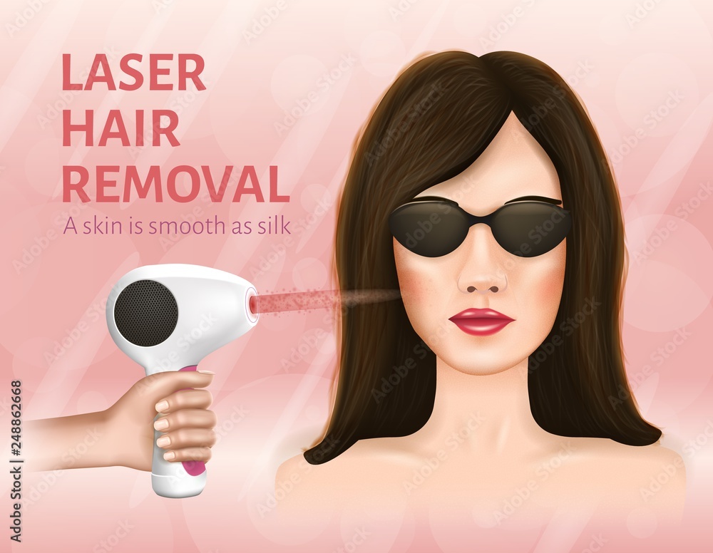 Epilation Procedure Concept. Laser Hair Removal Device. Advertising ...