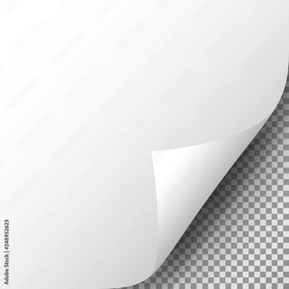 Vector de Stock Page corner on transparent sheet of paper. Realistic ...