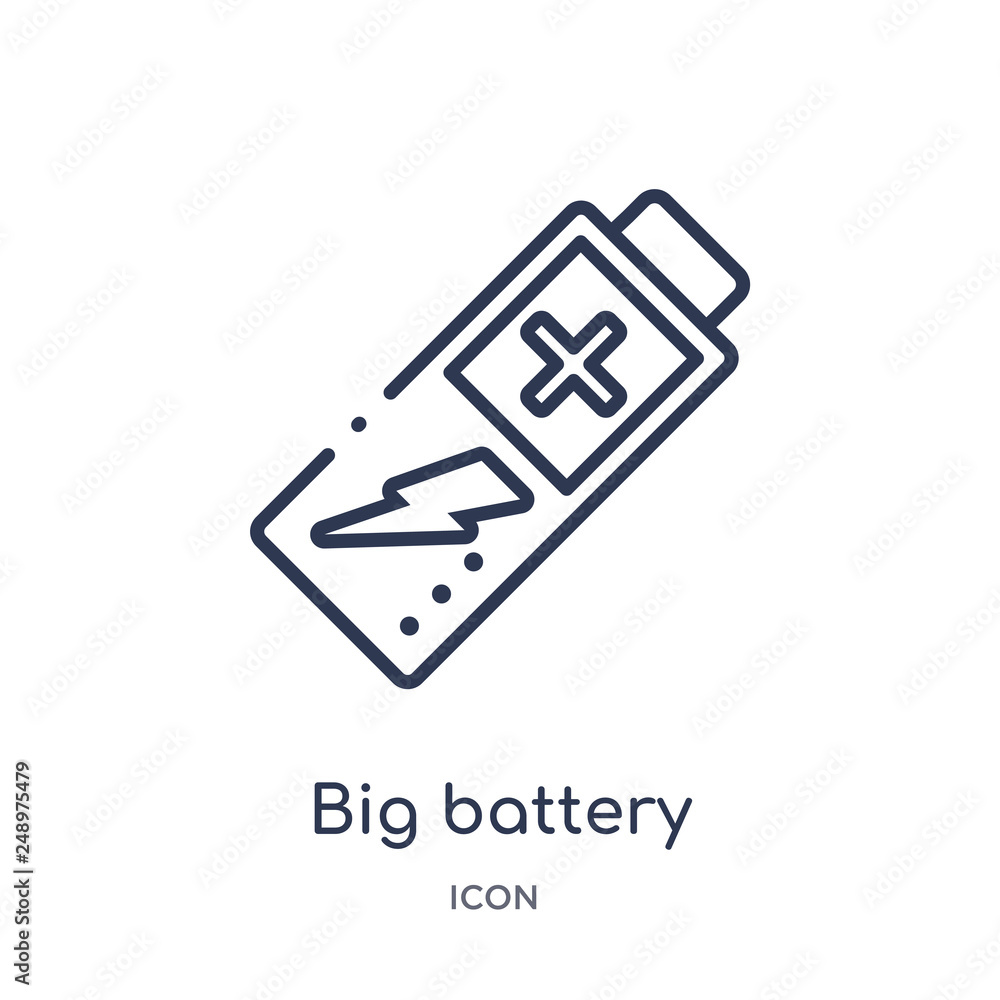 big battery icon from technology outline collection. Thin line big ...