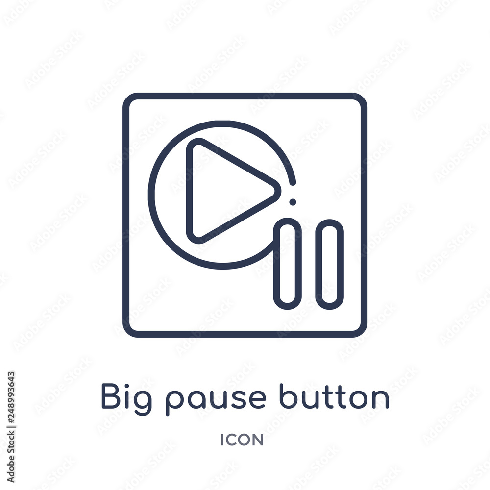 big pause button icon from multimedia outline collection. Thin line big ...