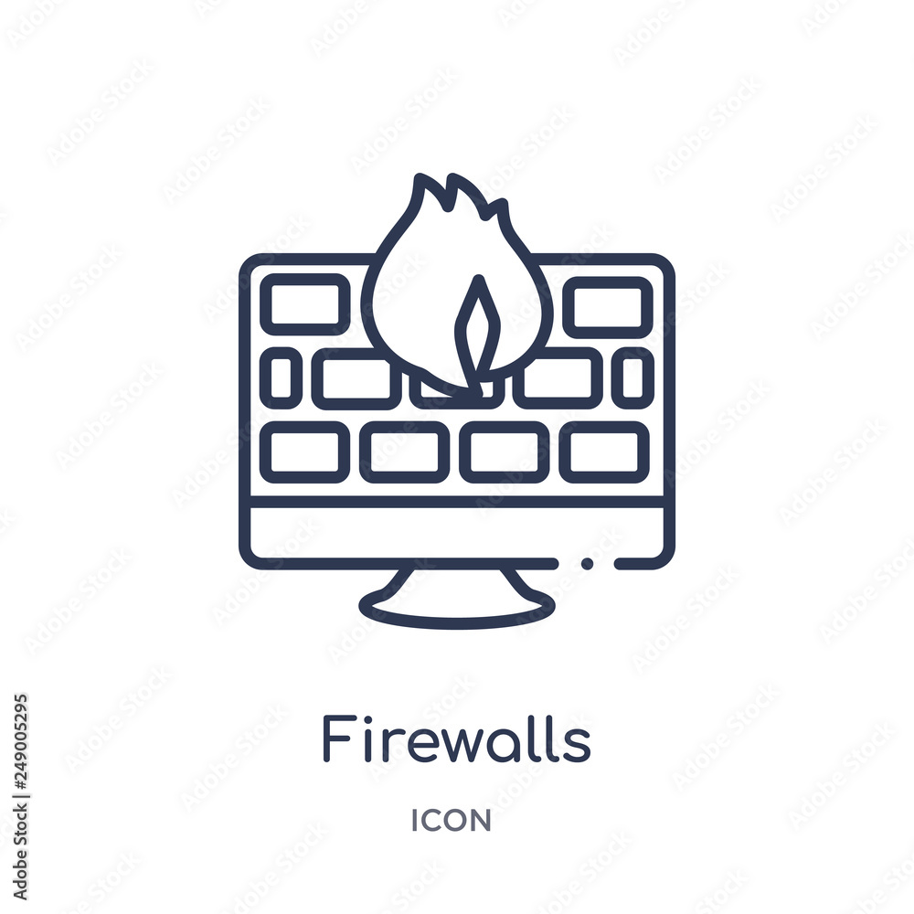firewalls icon from technology outline collection. Thin line firewalls ...