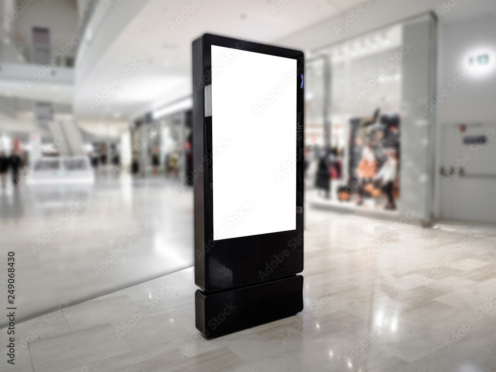 Digital media blank black and white screen modern panel, signboard for ...