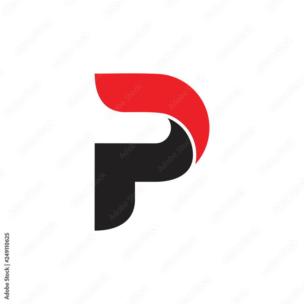 letter p simple curves 3d logo vector Stock Vector | Adobe Stock