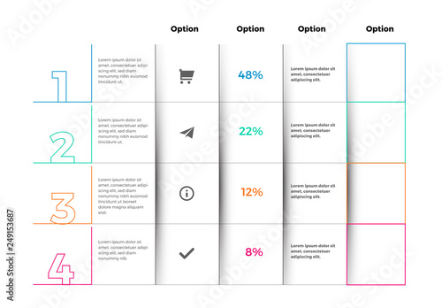 Infographic Table Layout with Colorful Outlines Stock Template | Adobe ...