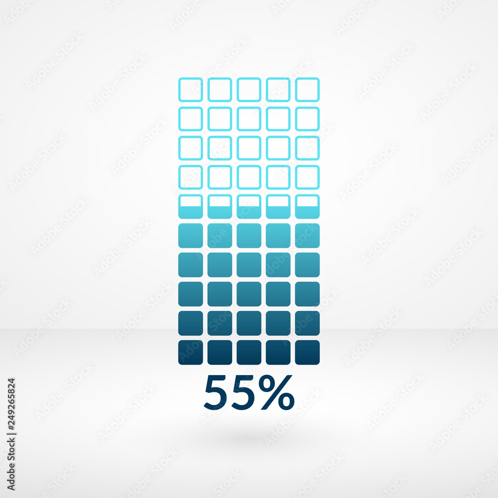 55 percent square chart isolated symbol. Percentage vector element ...