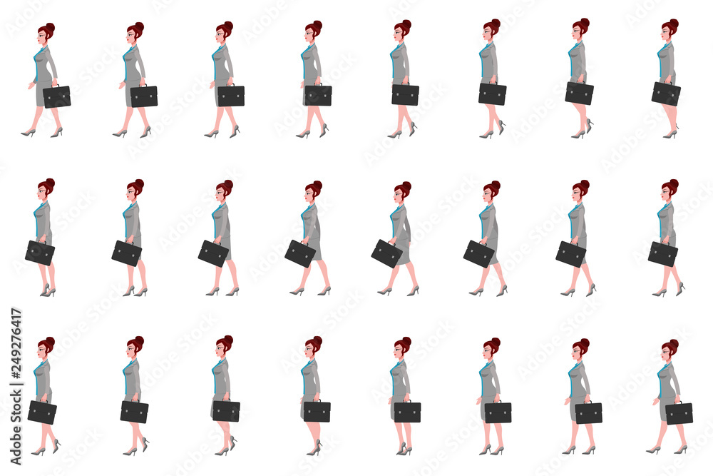Business Girl walk cycle animation sprites, Loop animation. Stock ...
