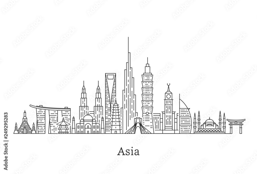 Asia skyline. Travel and tourism background. Stock Vector | Adobe Stock