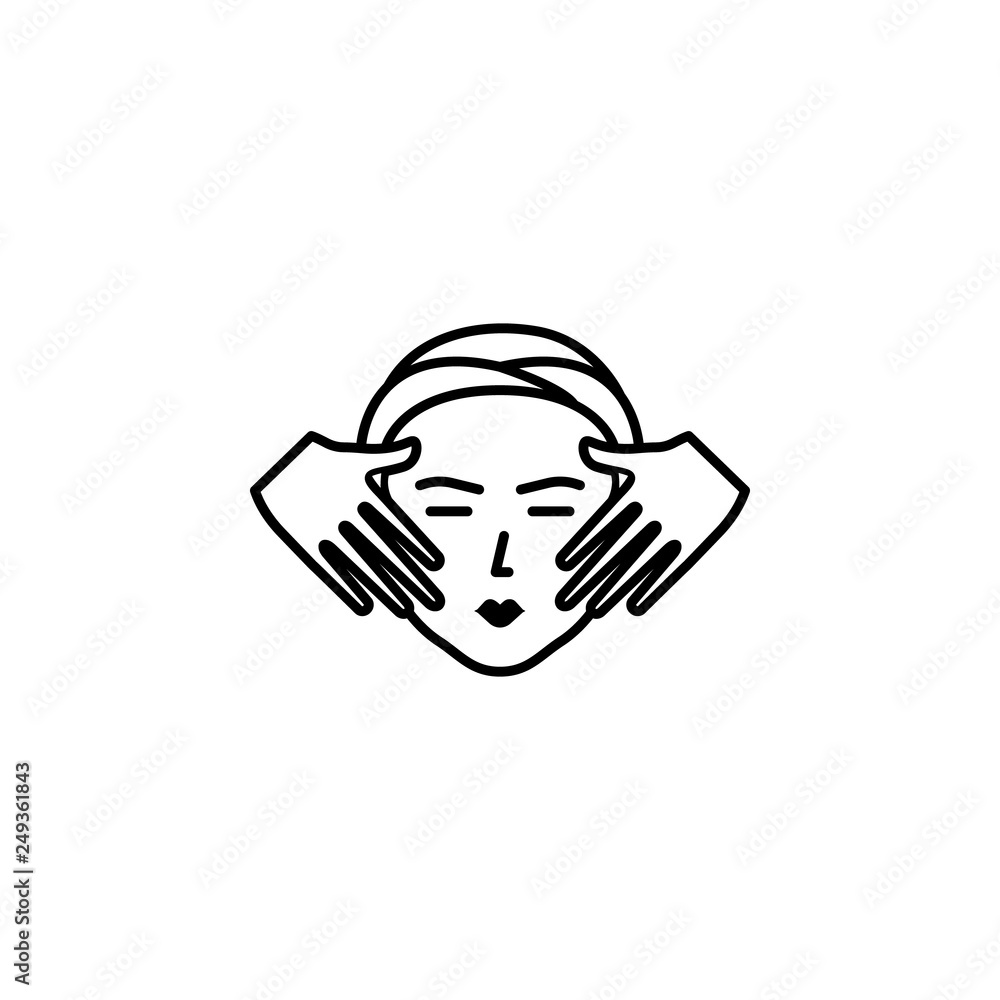 spa facial treatment with massage outline icon. Signs and symbols can ...