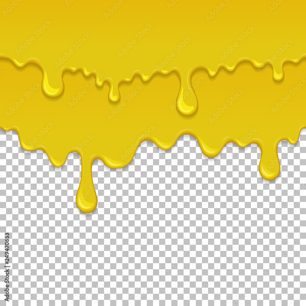 Yellow sticky liquid seamless element. Realistic dripping slime ...