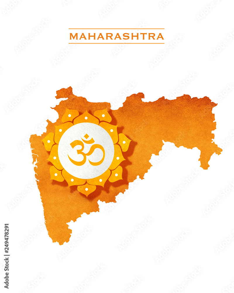 MAHARASHTRA STATE MAP OM SYMBOL Stock Illustration | Adobe Stock