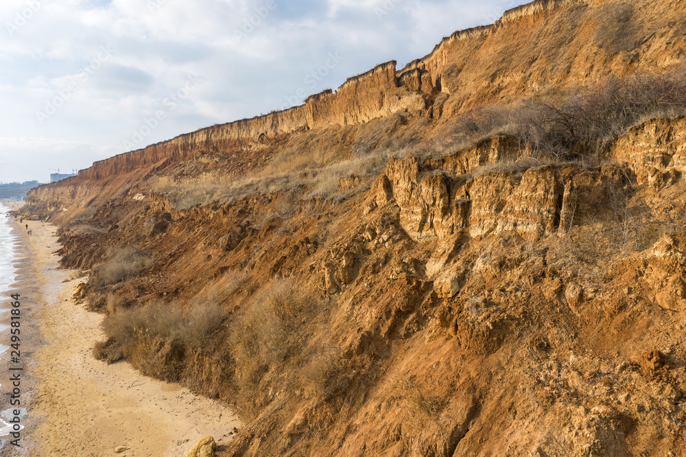 Foto de Stock Landslide zone on Black Sea coast. Rock of sea rock shell ...