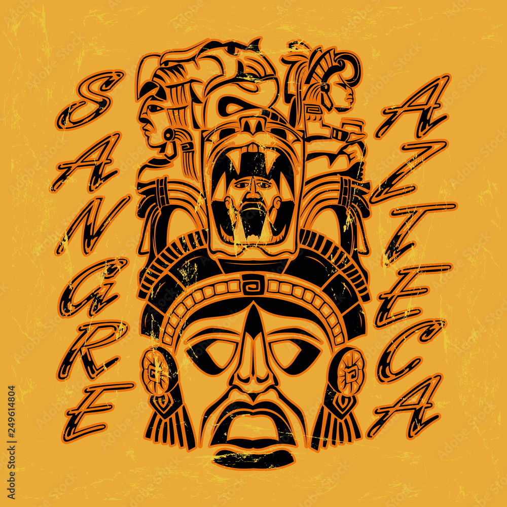 Sangre Azteca, Aztec Blood Spanish text Aztec Pride vector design ...