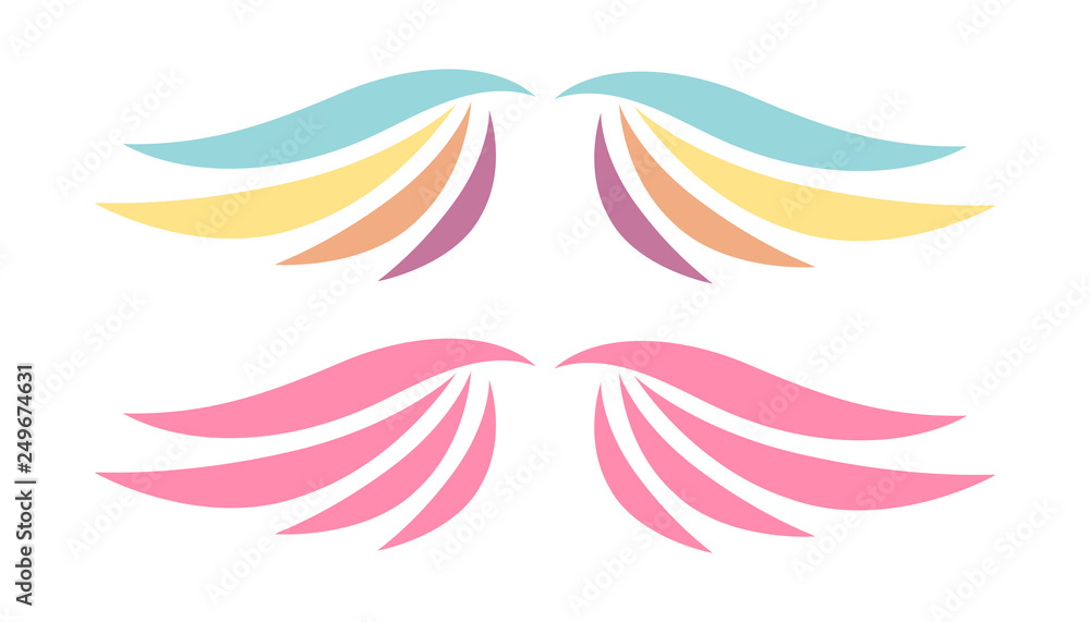 Airforce logo icons. Avia vector logo. Set of heraldic wings or angel ...