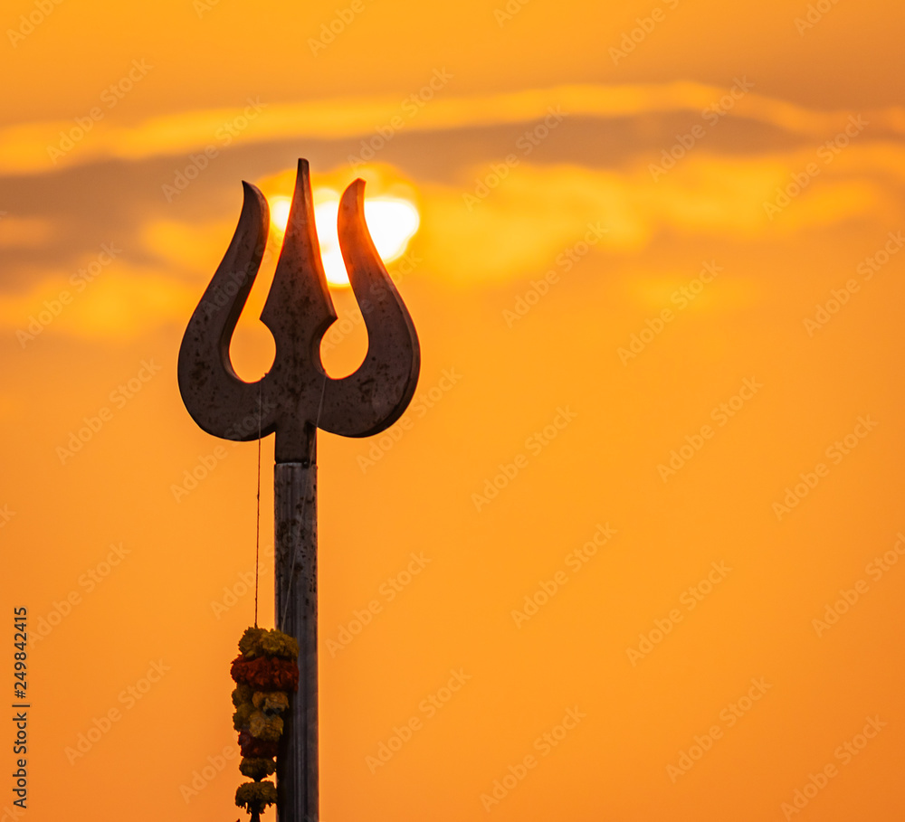 Greeting card background with trishula for Maha Shivratri, a Hindu ...