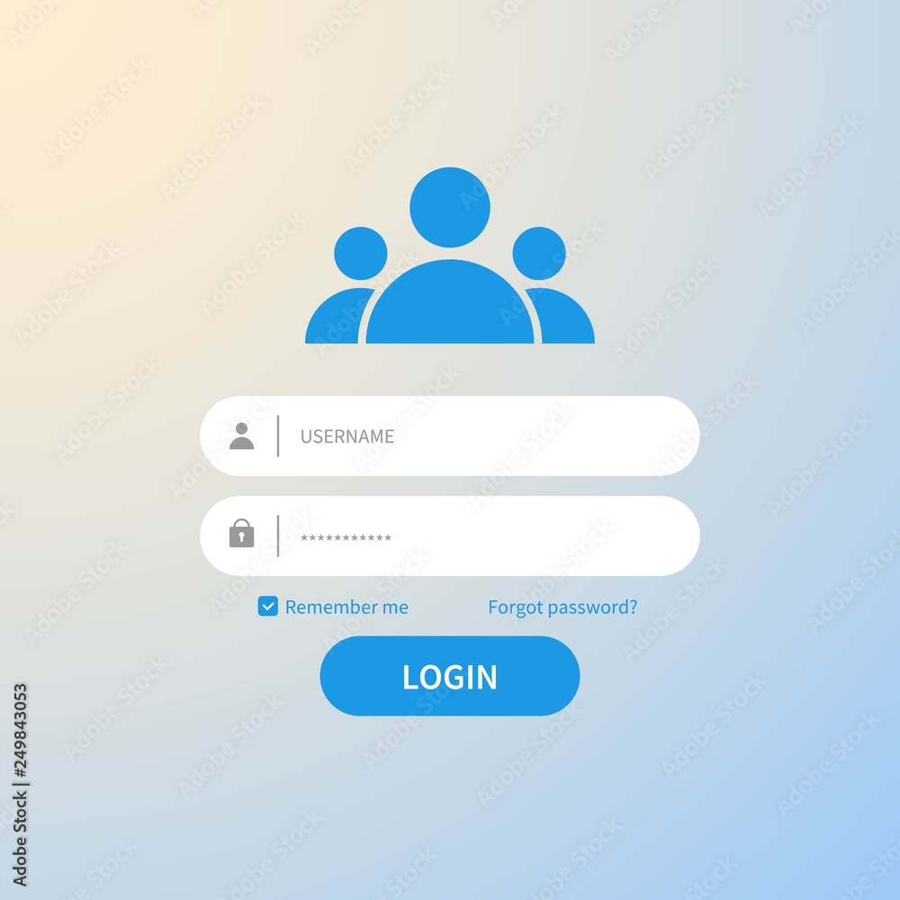 Register page design. Login form account user password identity ui web ...