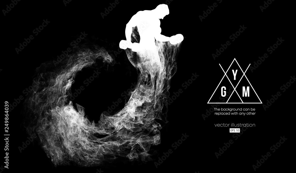 Abstract silhouette of a bodybuilder. gym logo on the dark, black ...