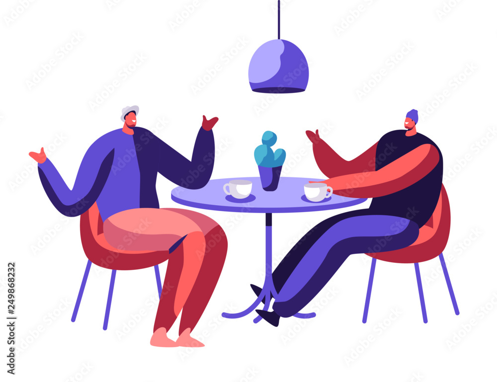Two Coworker Businessman Colleague Chatting during Cup of Coffee or Tea ...