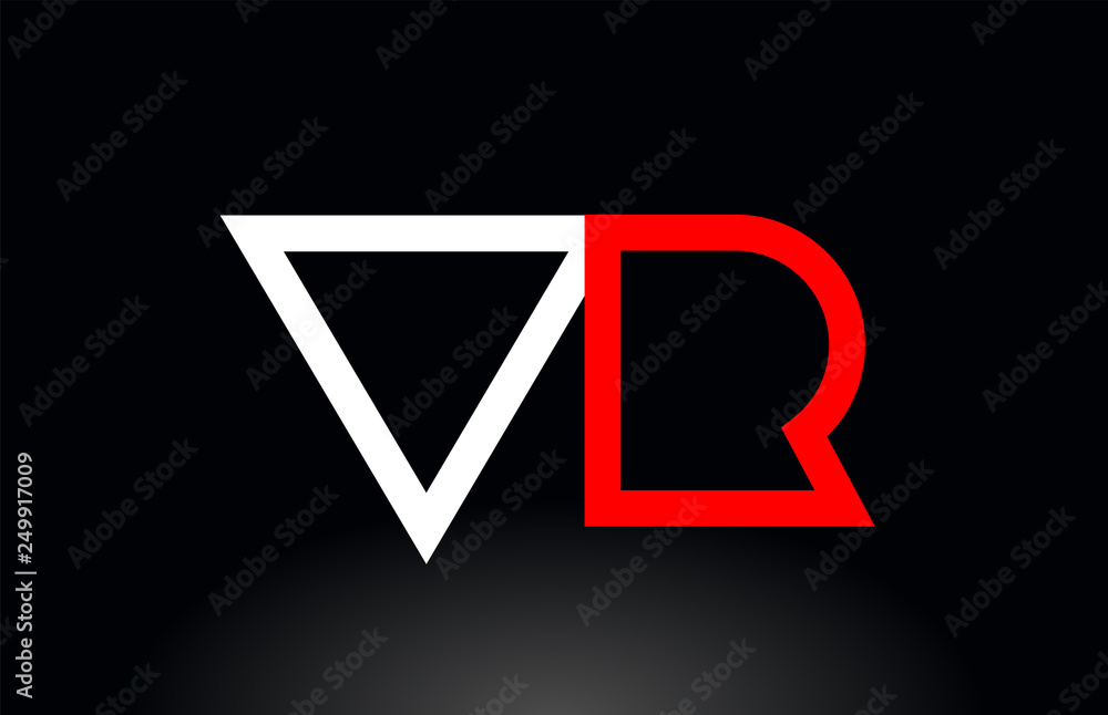 red white alphabet letter vr v r combination for logo icon design の ...