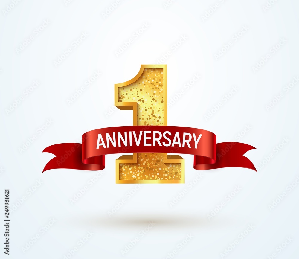 1 year anniversary vector isolated design element . First jubilee with ...
