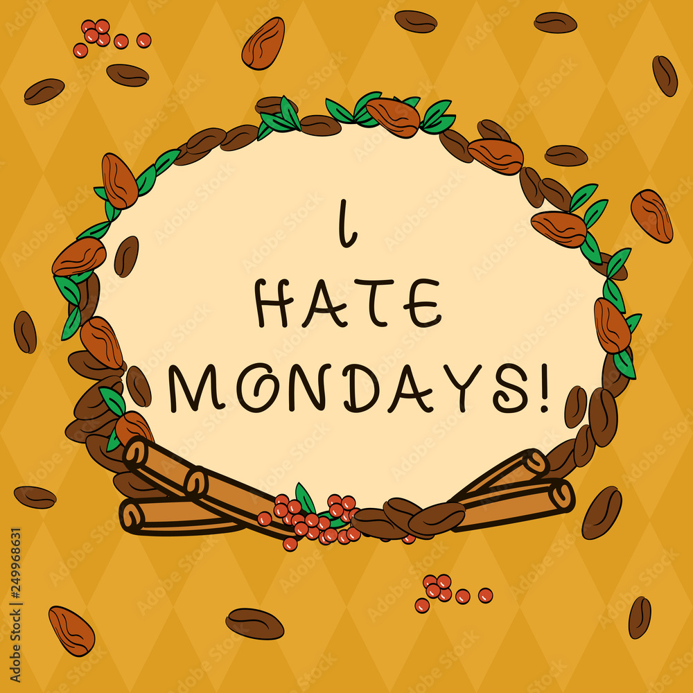 Illustration Stock Handwriting text I Hate Mondays. Concept meaning Not ...
