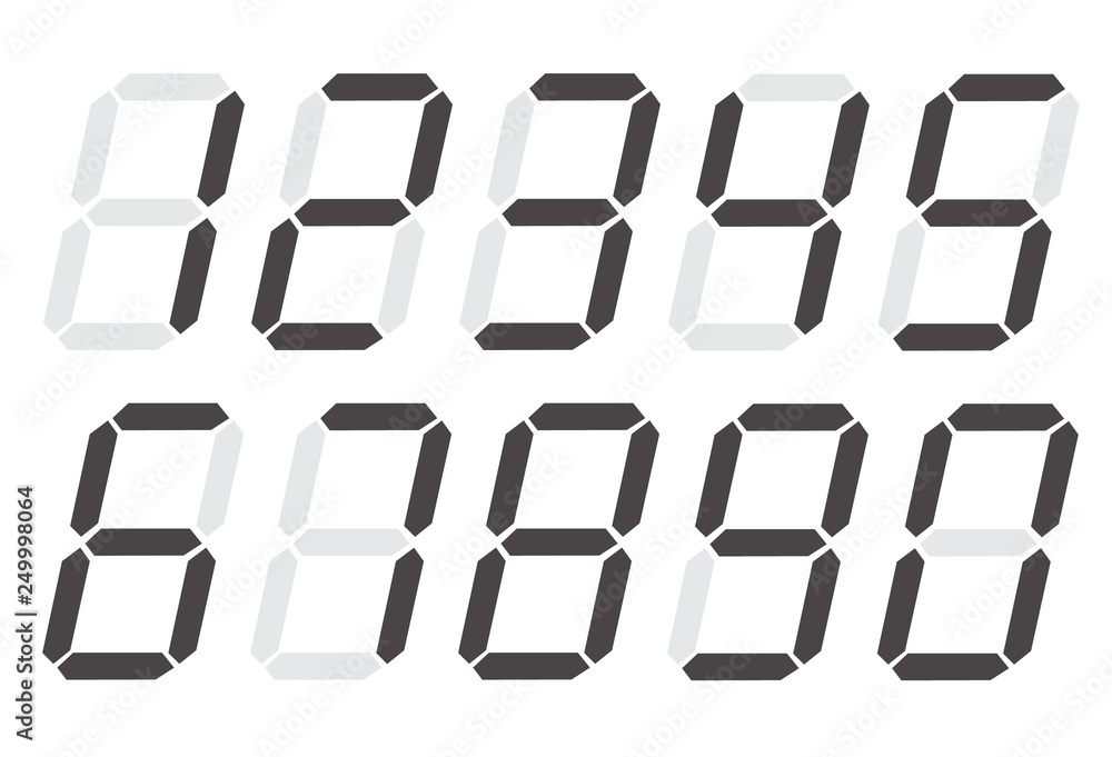 Digital numbers 0 - 9 on white background. flat style. digital numbers ...