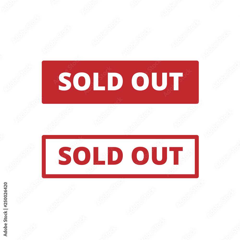 Sold Out vector banner for business and promotion. 2 kinds of buttons ...