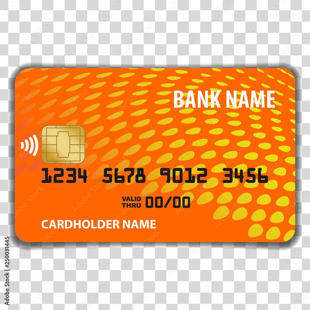Contactless Credit Card isolated on transparent background. Mock Up ...