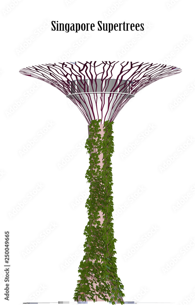 Vector City Singapore Super Tree Stock Vector | Adobe Stock