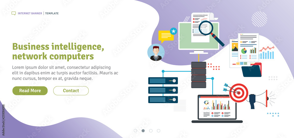 Stock-Vektorgrafik „Business intelligence, network computers, cloud computing and data network ...