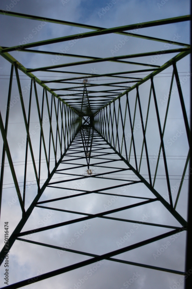 power line. electric tower. trellis. vertical. metal support with ...