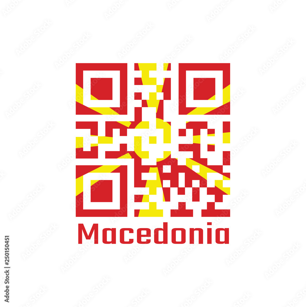 QR code set the color of Macedonia flag. yellow sun on a red field ...