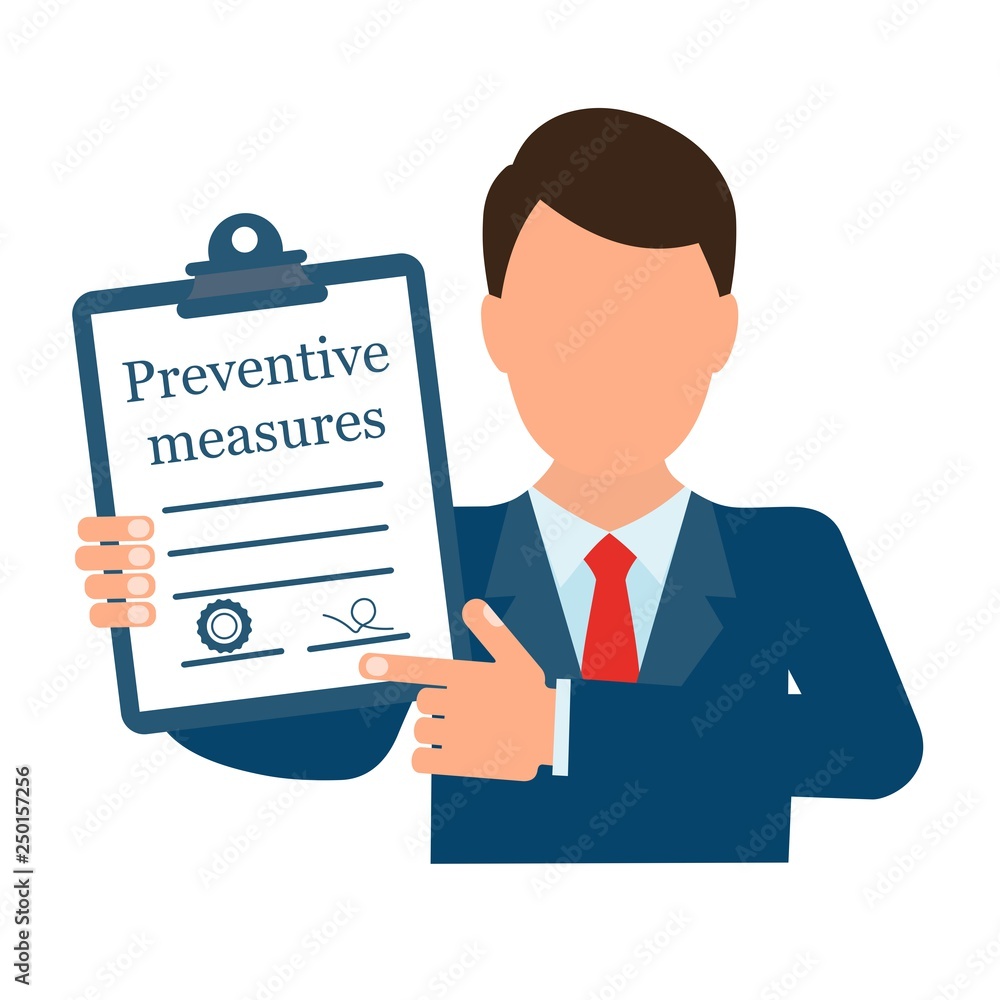 Pledge of security, stability. Preventive measures. Vector image, white ...