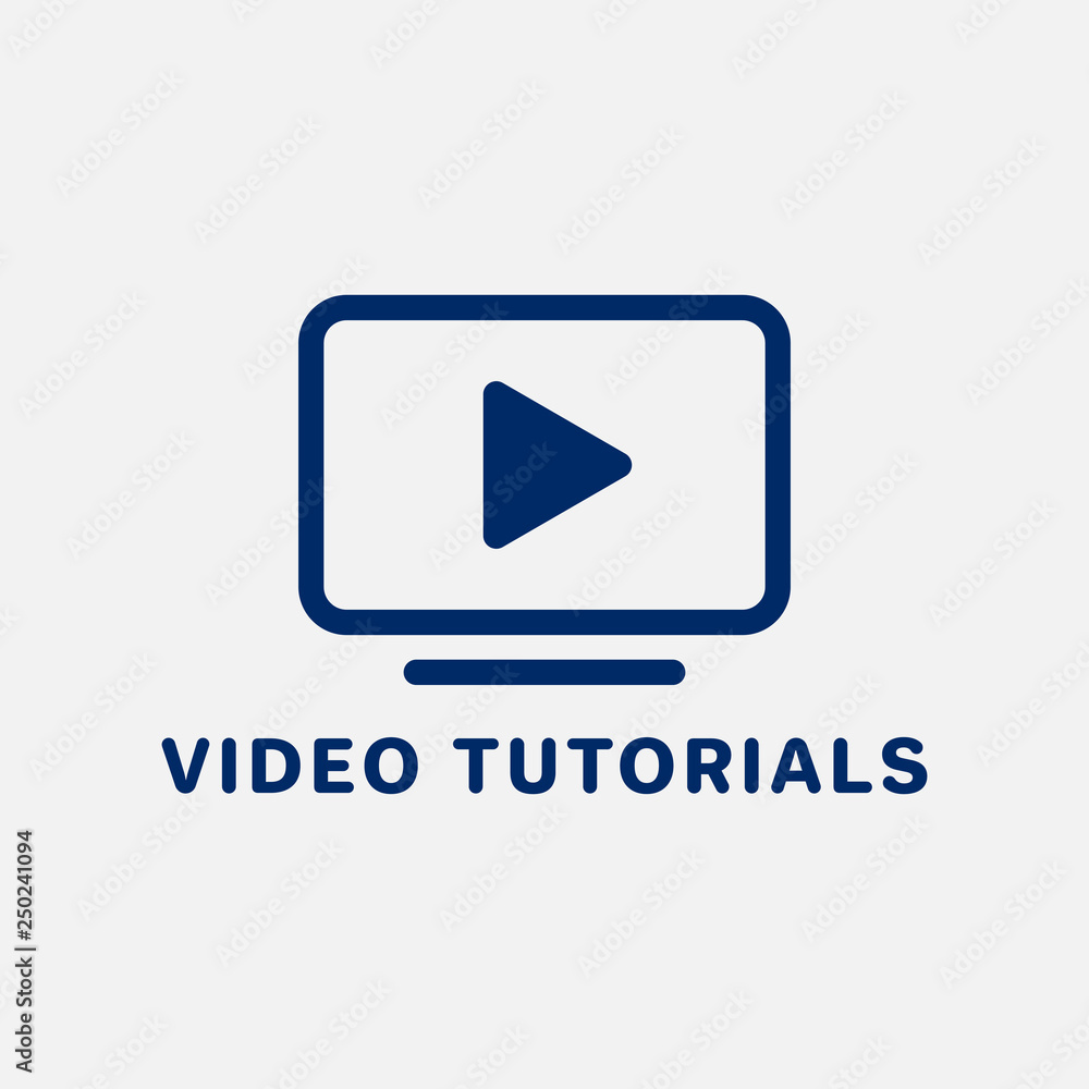 Video tutorials blue icon. Online training, distance and e-learning ...