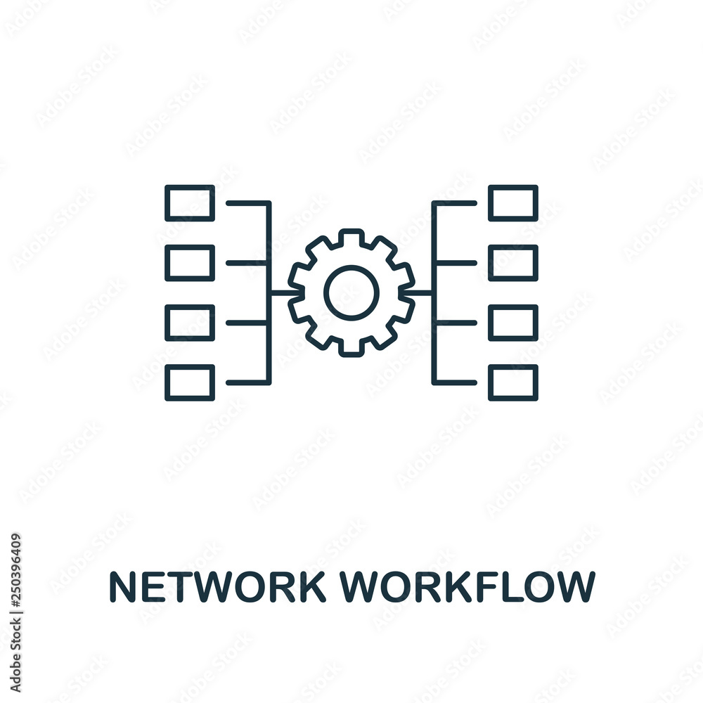 Network Workflow outline icon. Thin line style from big data icons collection. Pixel perfect ...