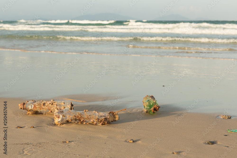 Plastic products clog nature more and more. Plastic bottle covered in ...