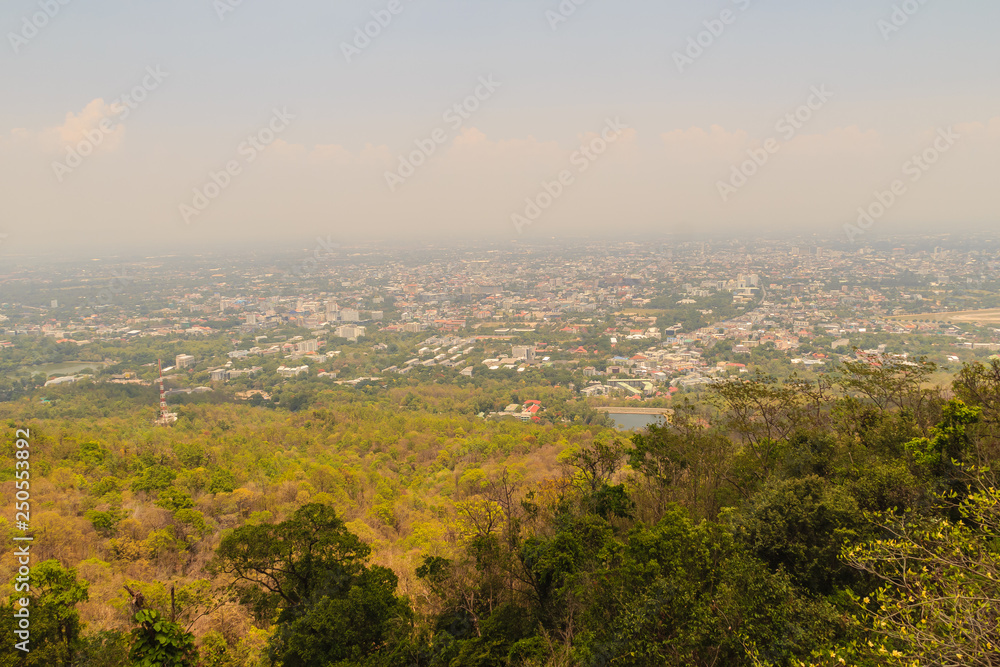 Chiang Mai cityscape view from Doi Suthep hills viewpoint. You can see ...