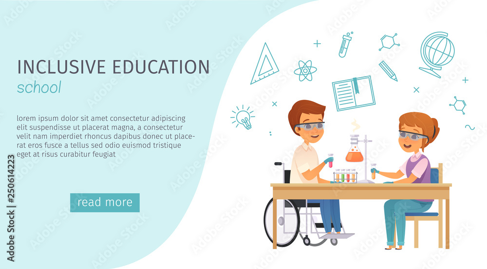 Inclusion Inclusive Education Cartoon Banner Stock Vector | Adobe Stock