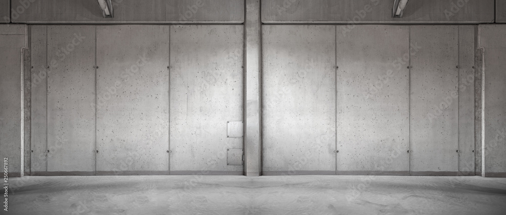 Modern Concrete Wall Garage Background with Floor Panoramic Room Stock ...