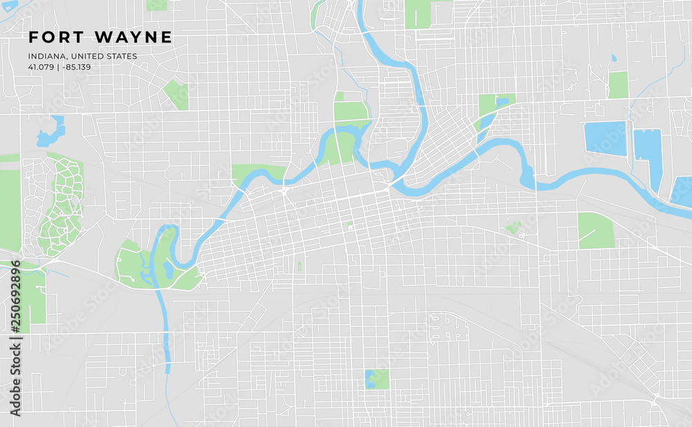 Printable street map of Fort Wayne, Indiana Stock Vector | Adobe Stock