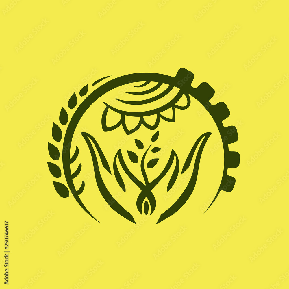 Vector illustration concept of agro technology logo. Icon on color ...