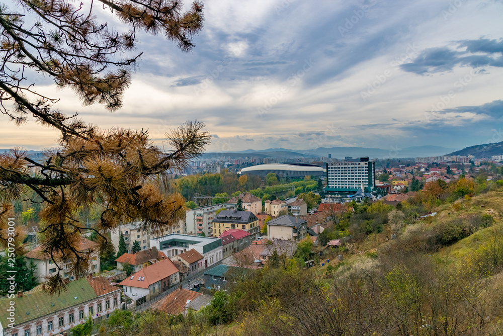 Cluj-Napoca view from Cetatuie hill with Cluj Arena multi-use stadium ...